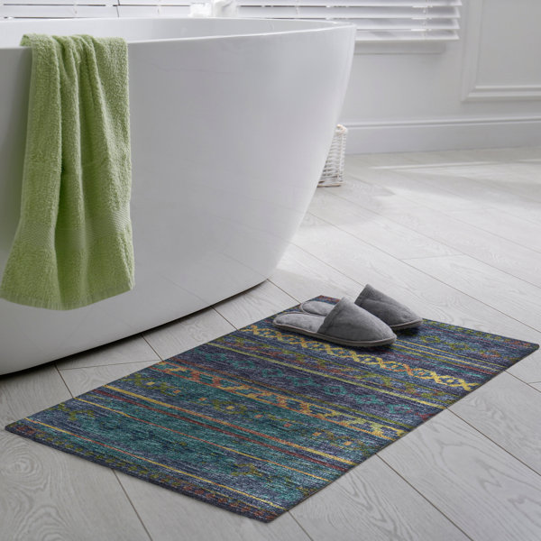 Foundry Select Anbria Machine Woven Chenille Yellow/Blue/Green Rug & Reviews | Wayfair